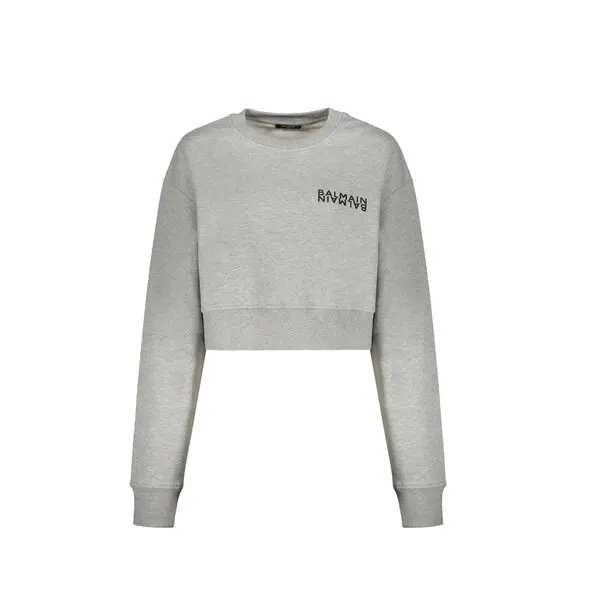 Balmain Cropped Logo Sweatshirt - Gray