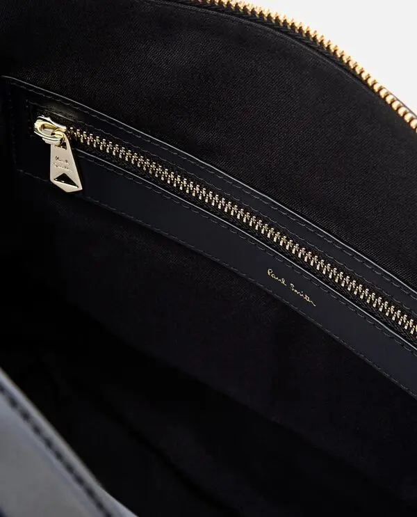 Paul Smith Black Leather Folio With Signature Stripe Trim