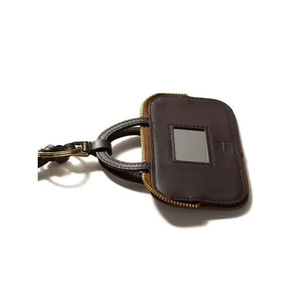Miu Miu Lambskin Leather Keyring With Embossed Logo - Brown