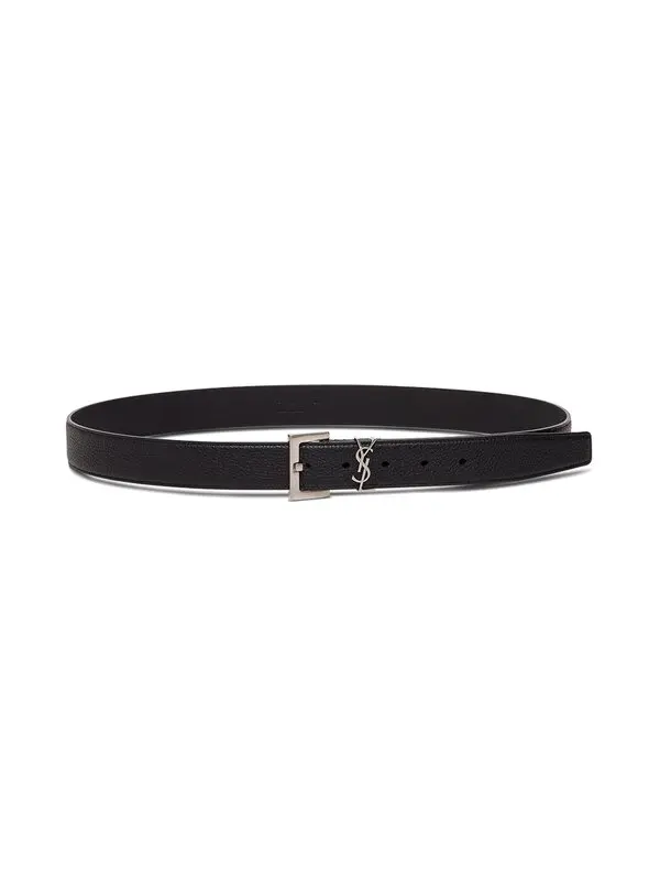 Saint Laurent Leather Belt With Logo Buckle - Black