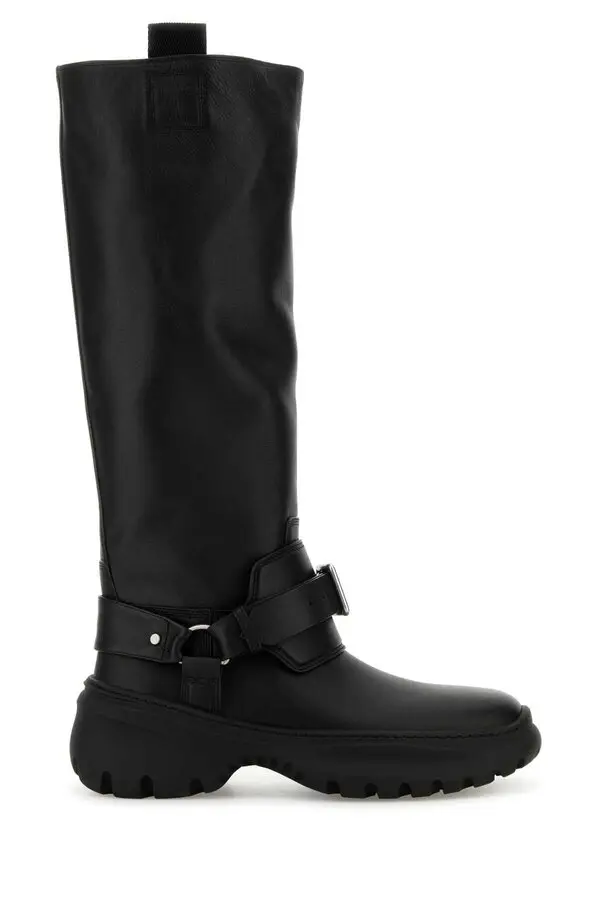 Burberry Leather Stomp Boots - Black