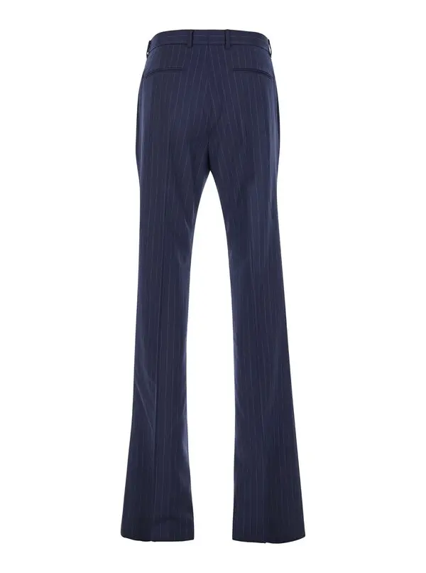Givenchy Blue Wool Flared High-waisted Pinstripe Pants - Multicolor