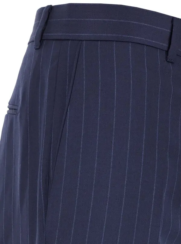 Givenchy Blue Wool Flared High-waisted Pinstripe Pants - Multicolor