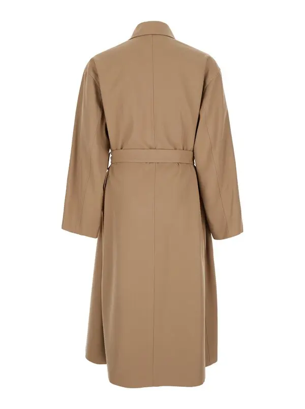 JIL SANDER Double Breasted Wool Trench Coat