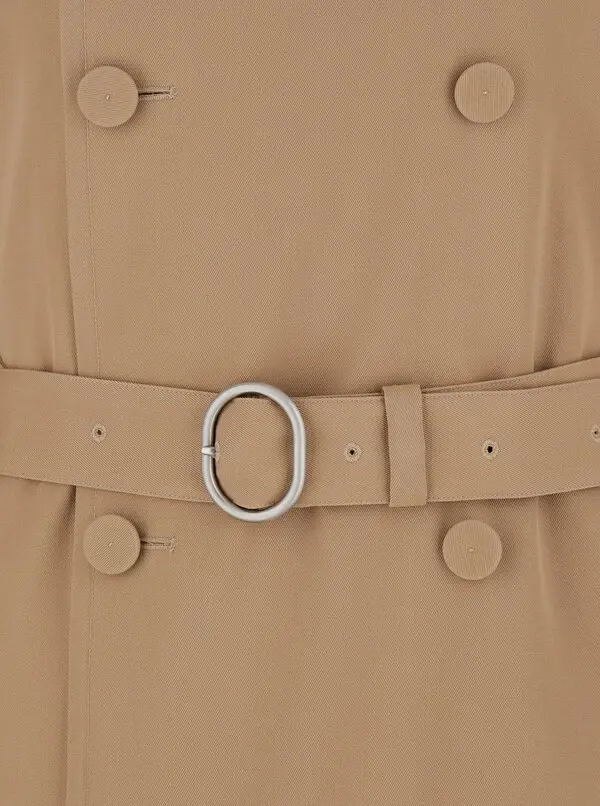 JIL SANDER Double Breasted Wool Trench Coat