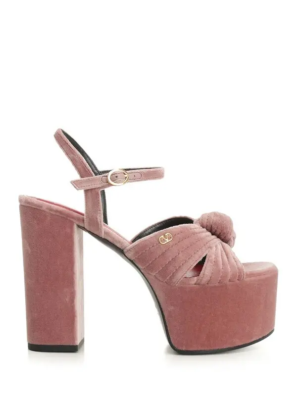 Valentino Garavani Velvet Crasher Platform Sandal With Antique Brass Vlogo Detail