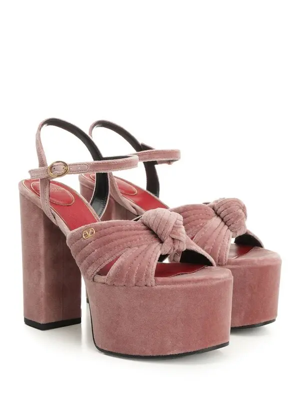 Valentino Garavani Velvet Crasher Platform Sandal With Antique Brass Vlogo Detail