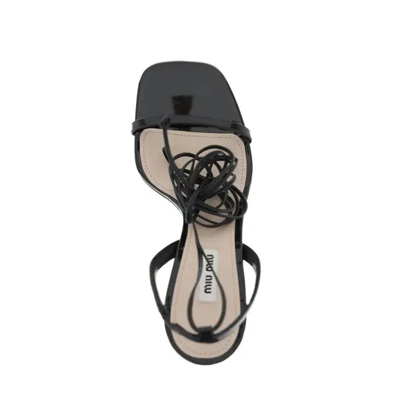 Miu Miu Leather Square Toe Lace-up Heeled Sandals