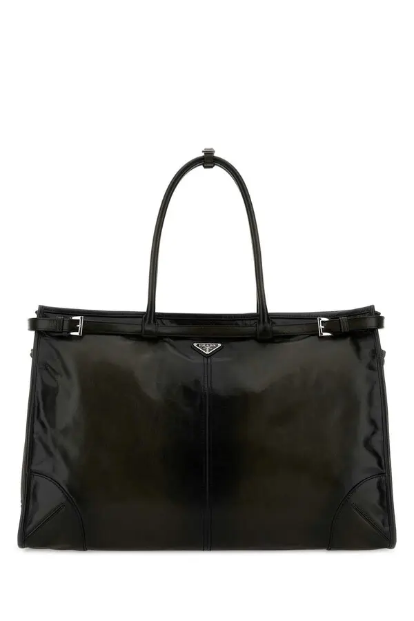 Prada Leather Shopping Bag - Green