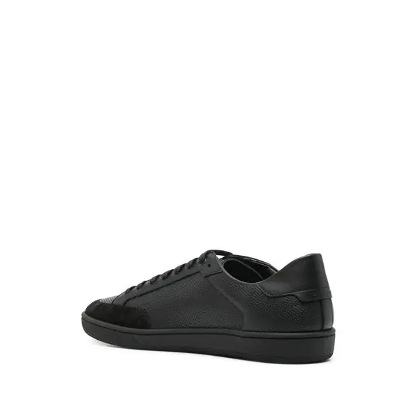 Saint Laurent Leather And Suede Perforated Low Top Sneakers