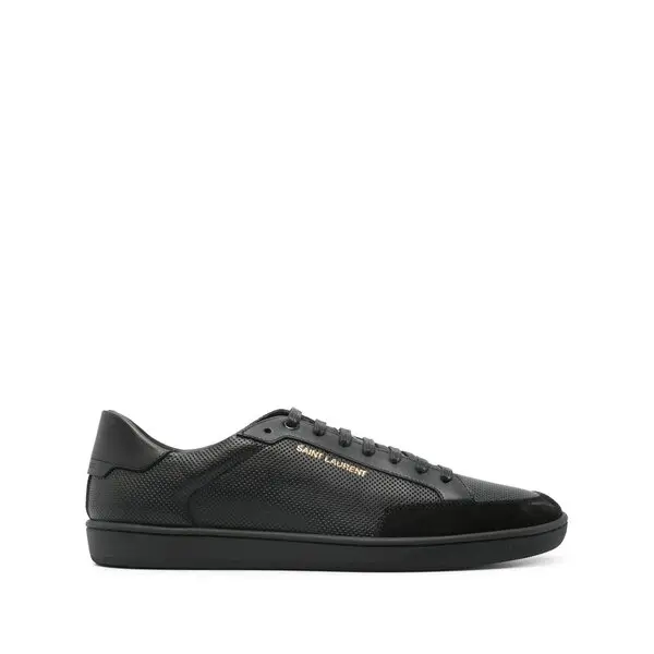 Saint Laurent Leather And Suede Perforated Low Top Sneakers
