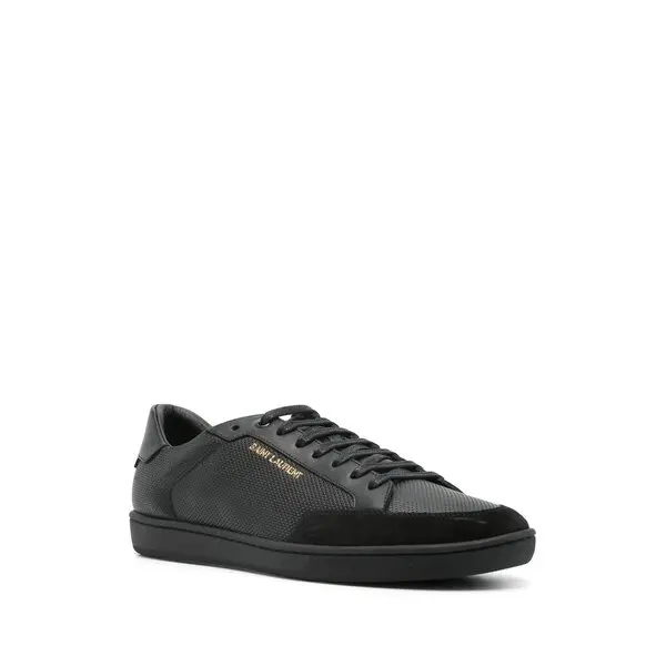 Saint Laurent Leather And Suede Perforated Low Top Sneakers