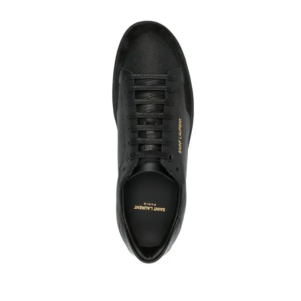Saint Laurent Leather And Suede Perforated Low Top Sneakers