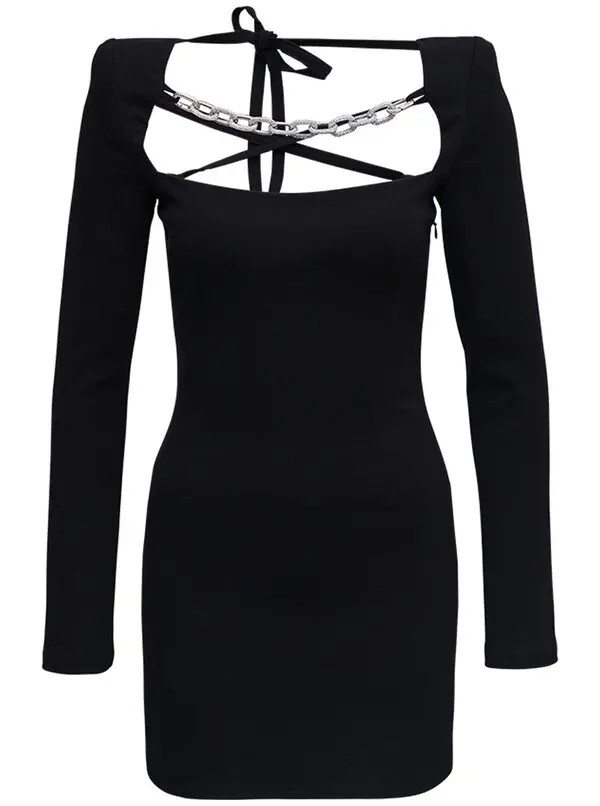 Giuseppe Di Morabito Long Sleeve Jersey Dress With Chain Detail - Multicolor