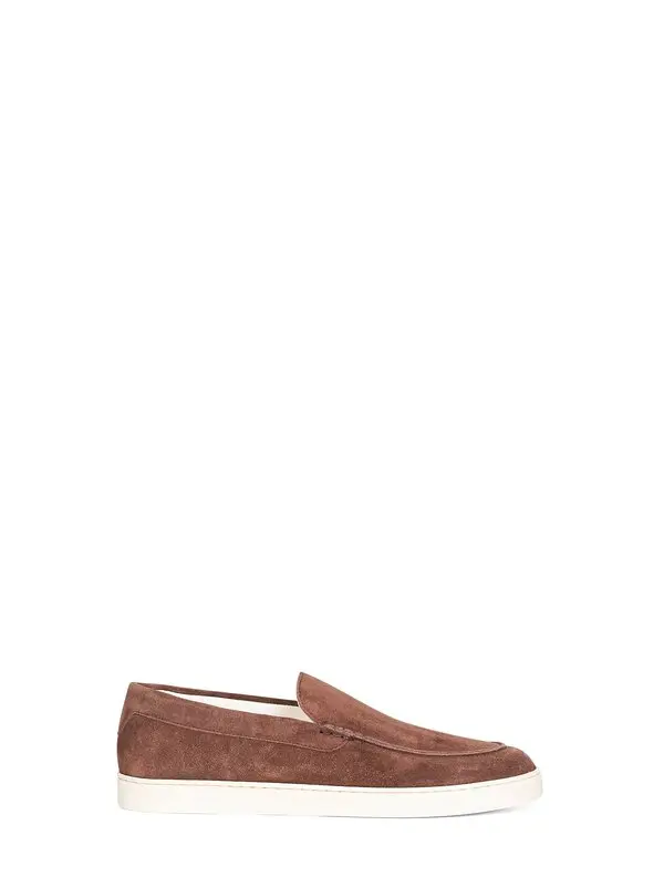 Brunello Cucinelli Tobacco Chevron-effect Suede Loafer Sneakers - Multicolor