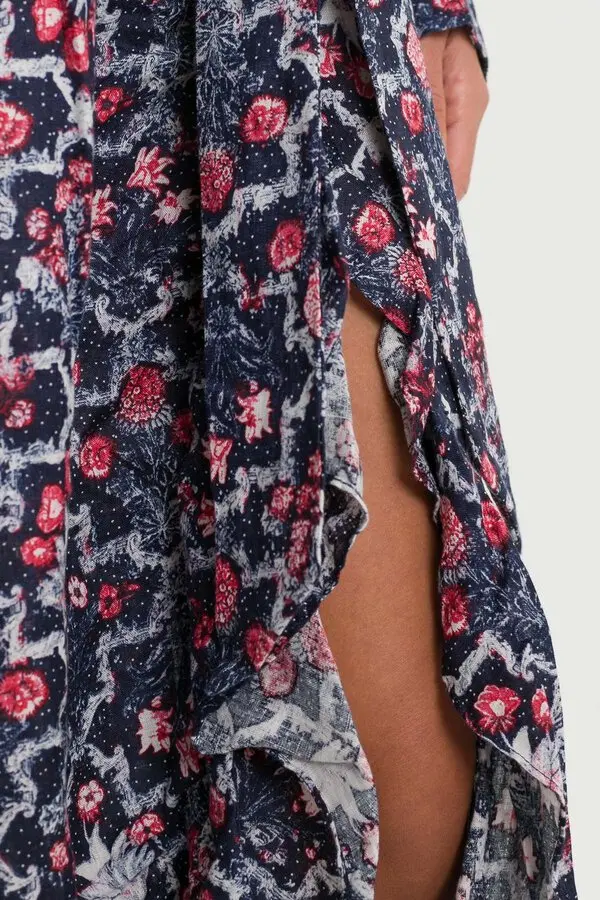 Isabel Marant Étoile Floral Print Linen Wrap Maxi Skirt