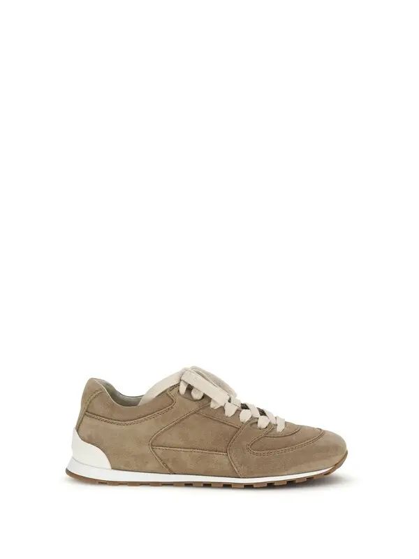 Brunello Cucinelli Suede Lace-up Sneakers - Cream