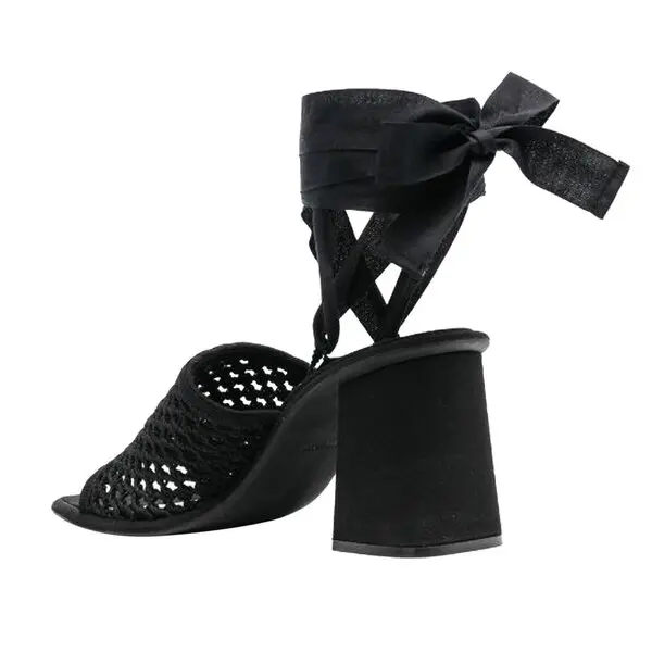 Miu Miu Macrame Lace-up Sandals With 8cm Heel Made In Italy