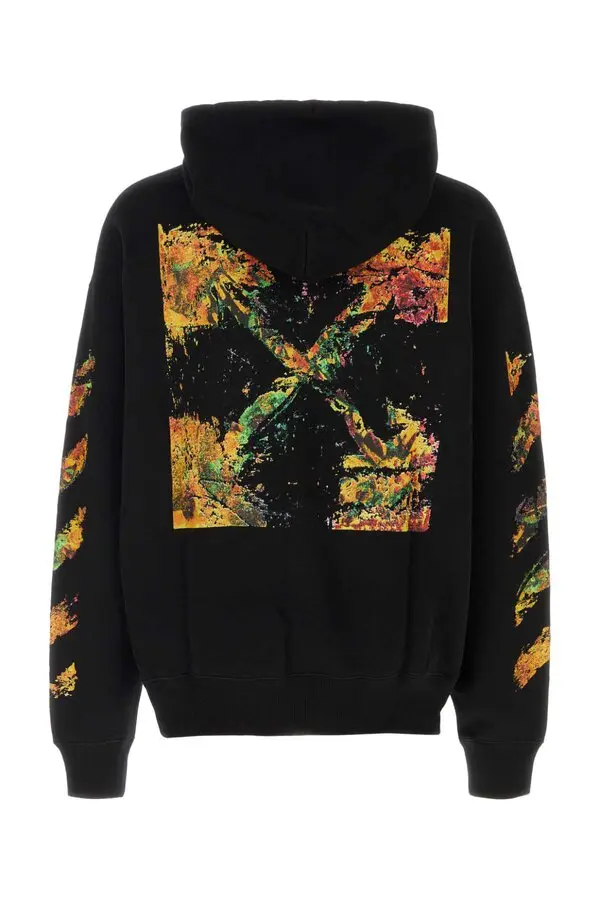 Off-White Cotton Hooded Sweatshirt - Black