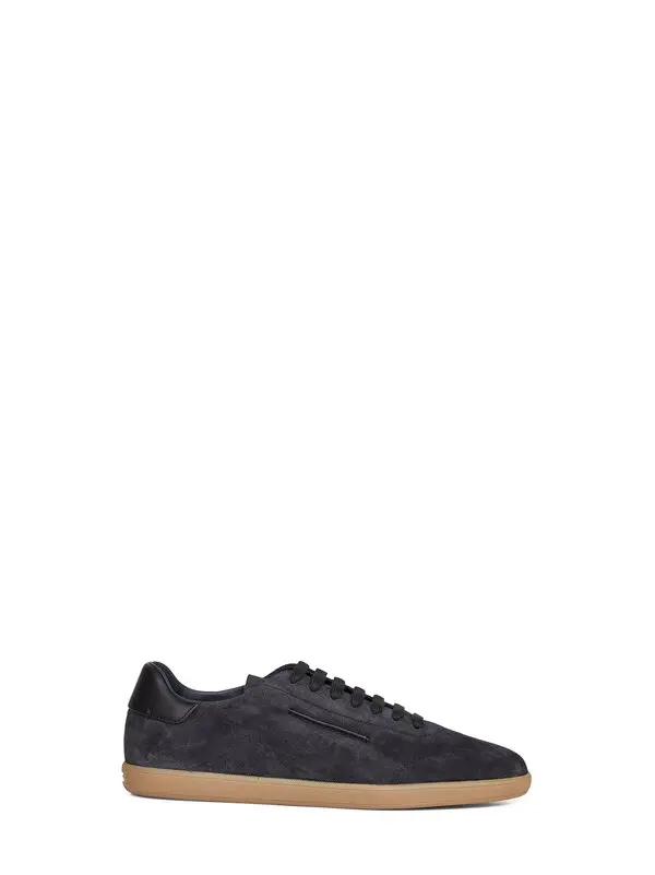 Zegna Dark Blue Suede Low-top Sneakers - Multicolor