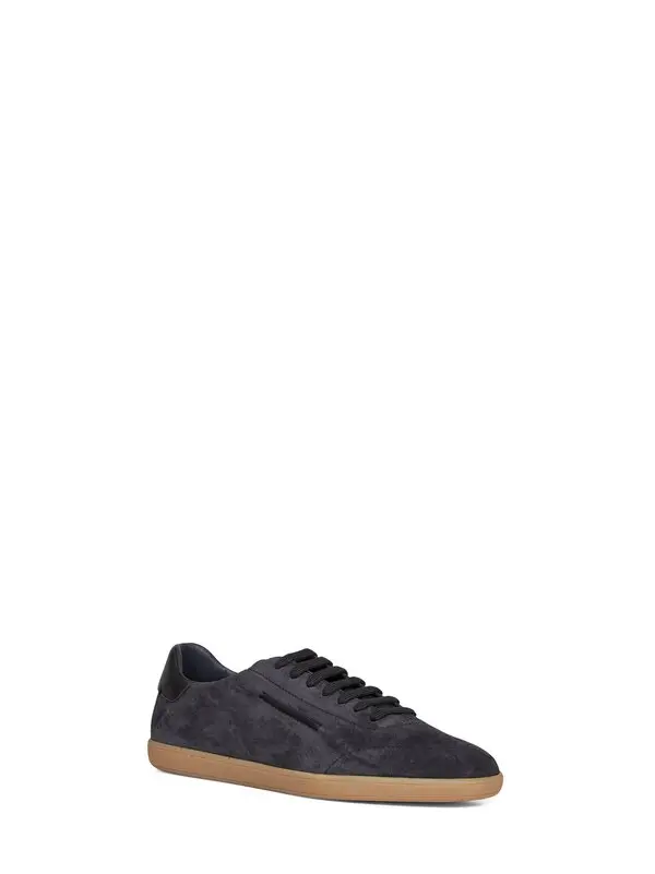 Zegna Dark Blue Suede Low-top Sneakers - Multicolor