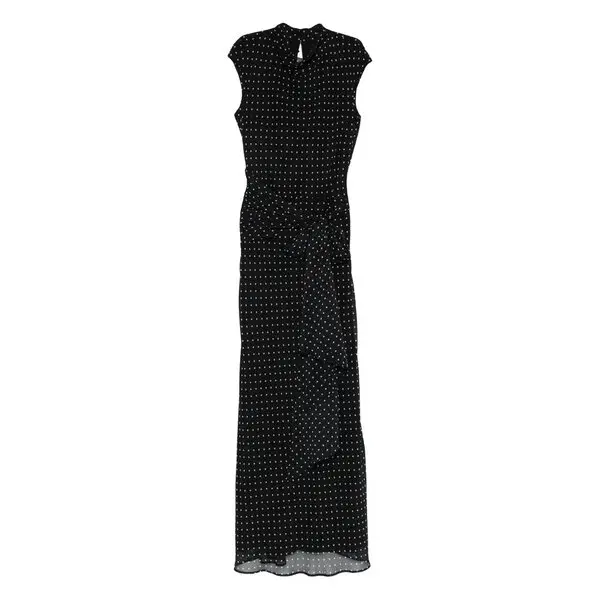 ROTATE BY BIRGER CHRISTENSEN High Neck Sleeveless Polka Dot Maxi Dress