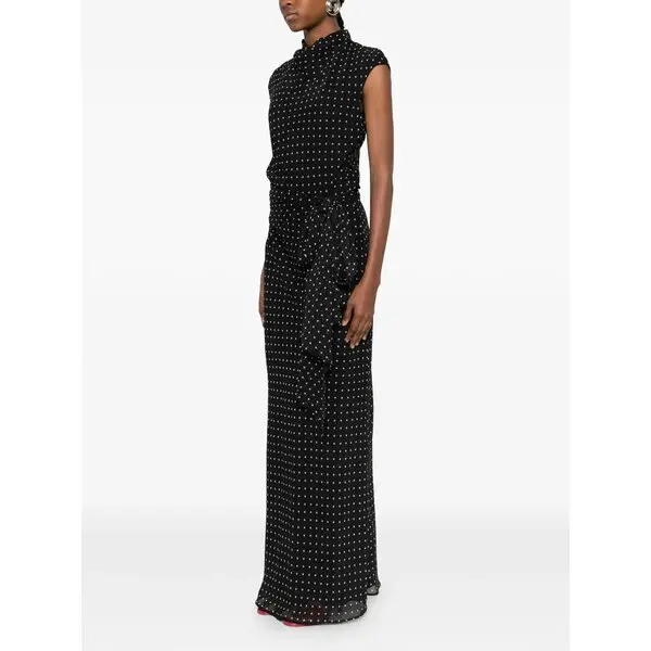 ROTATE BY BIRGER CHRISTENSEN High Neck Sleeveless Polka Dot Maxi Dress