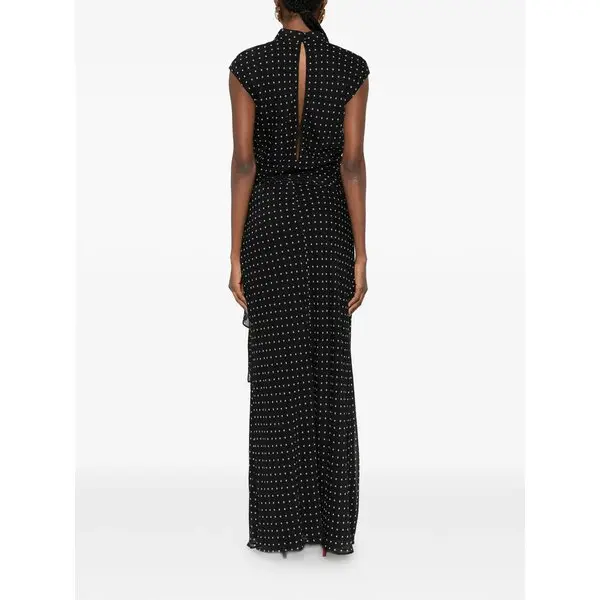ROTATE BY BIRGER CHRISTENSEN High Neck Sleeveless Polka Dot Maxi Dress