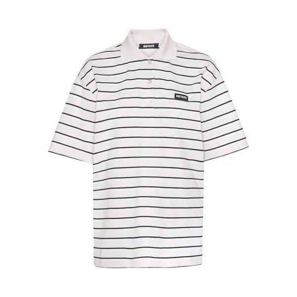 ROTATE BY BIRGER CHRISTENSEN Striped Polo Shirt With Logo Patch