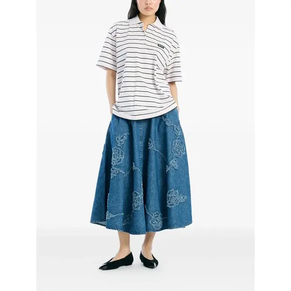 ROTATE BY BIRGER CHRISTENSEN Striped Polo Shirt With Logo Patch