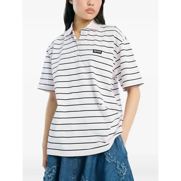 ROTATE BY BIRGER CHRISTENSEN Striped Polo Shirt With Logo Patch