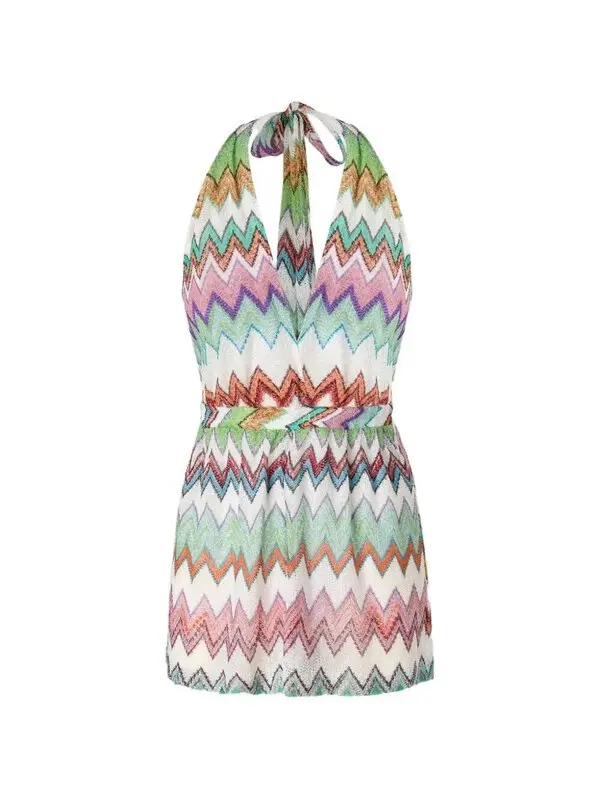 Missoni Halter Neck Zig Zag Print Short Jumpsuit - Multicolor