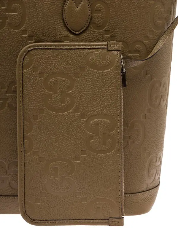 Gucci Leather Tote Bag With All-over Gg Jumbo Motif
