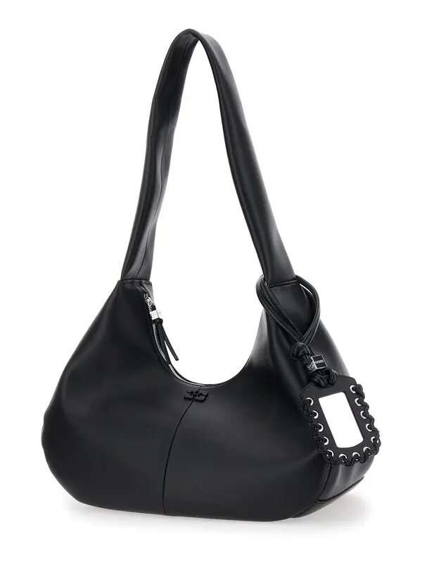 GANNI Bou Bag Hobo" Medium Shoulder Bag With Removable Leather Logo Patch