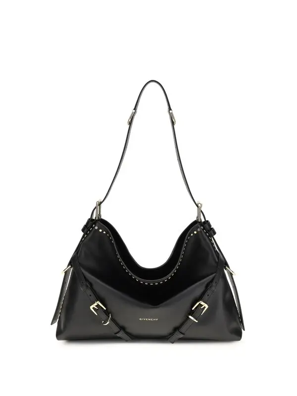 Givenchy Large Voyou Shoulder Bag In Shiny Leather - Black