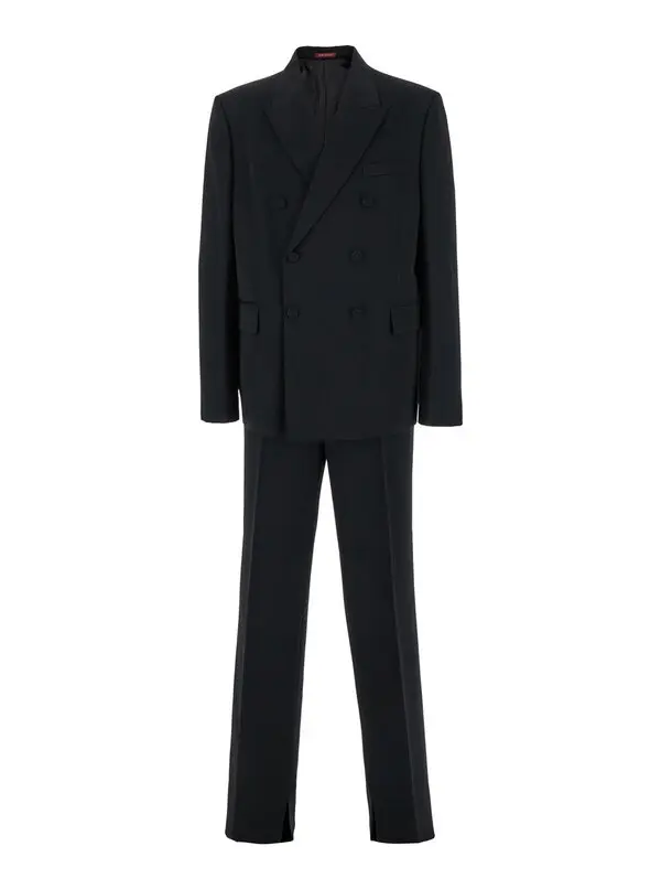 Gucci Black Double-breasted Suit With G Detail In Wool