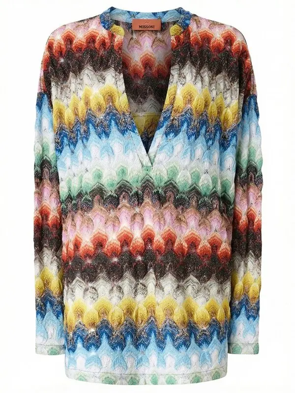 Missoni Chevron Knit V-neck Blouse