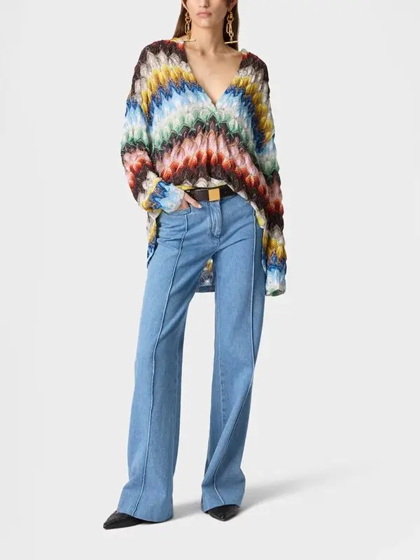 Missoni Chevron Knit V-neck Blouse