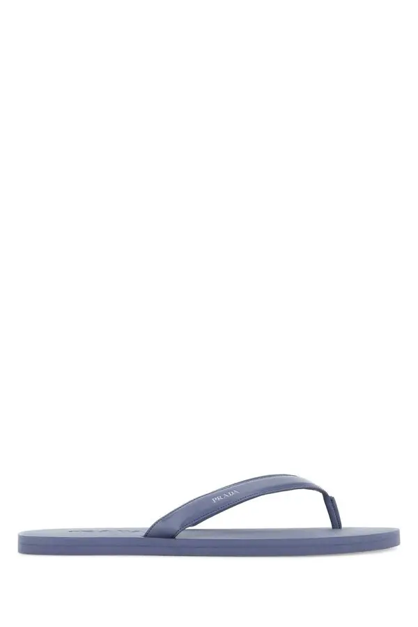 Prada Cerulean Leather Thong Slippers - Blue