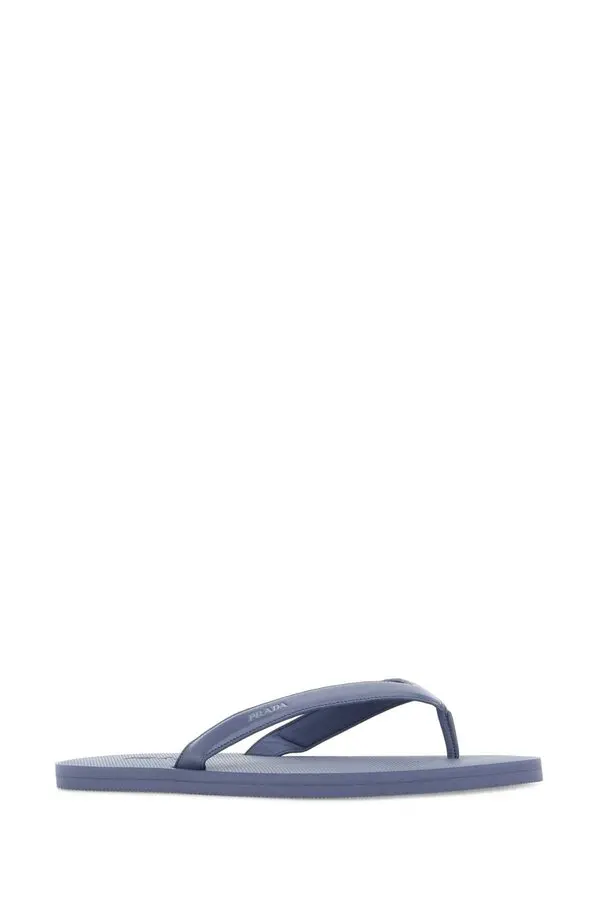 Prada Cerulean Leather Thong Slippers - Blue