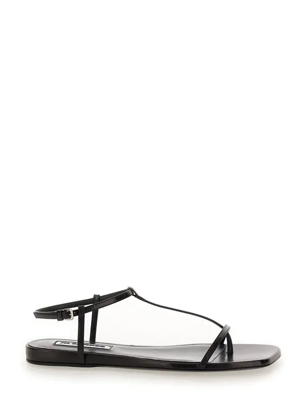 JIL SANDER Leather Sandals With Ankle Buckle - Multicolor