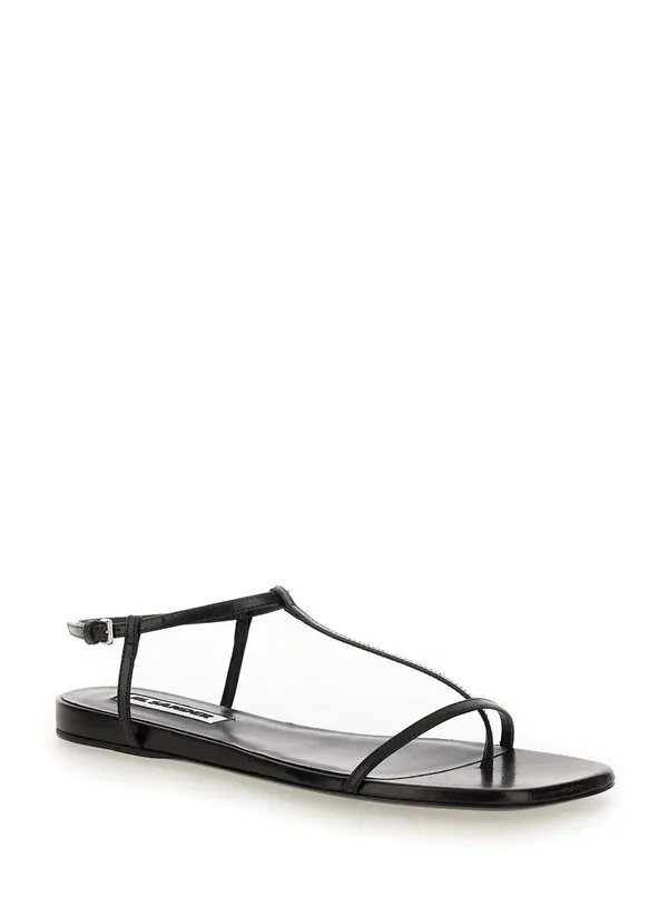 JIL SANDER Leather Sandals With Ankle Buckle - Multicolor