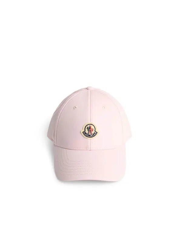 Moncler Cotton Cap With Iconic Logo Patch - Pink