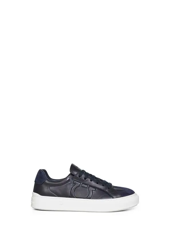 FERRAGAMO Gancini Leather And Suede Sneakers
