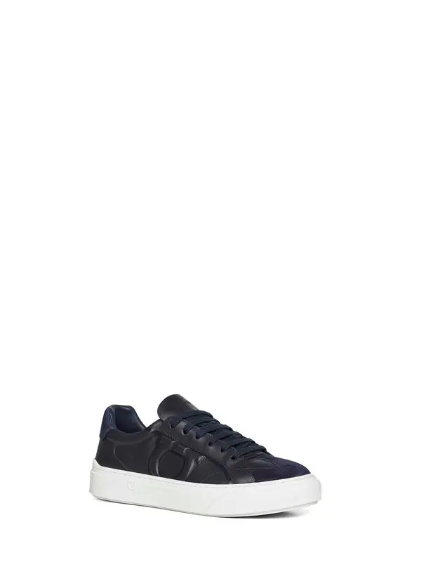 FERRAGAMO Gancini Leather And Suede Sneakers