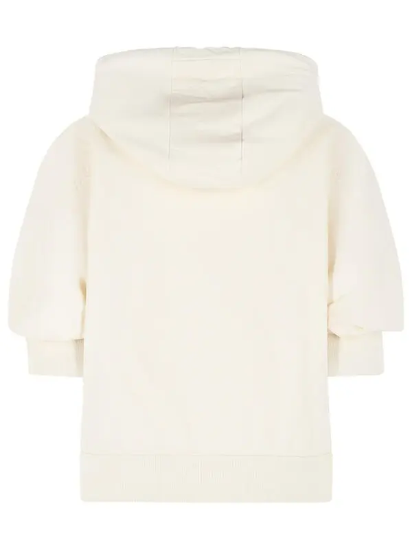 Moncler Cotton Hoodie With Nylon Balloon Sleeves - Cream