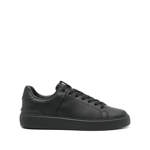 Balmain Calf Leather Lace-up Low-top Sneakers - Black
