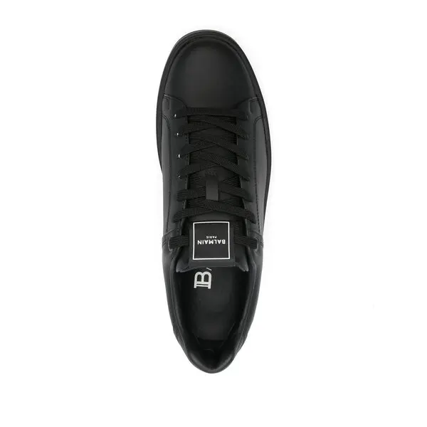 Balmain Calf Leather Lace-up Low-top Sneakers - Black