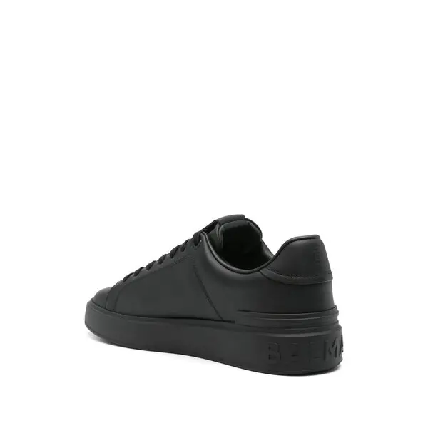 Balmain Calf Leather Lace-up Low-top Sneakers - Black