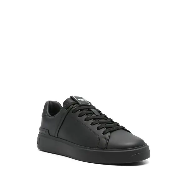 Balmain Calf Leather Lace-up Low-top Sneakers - Black